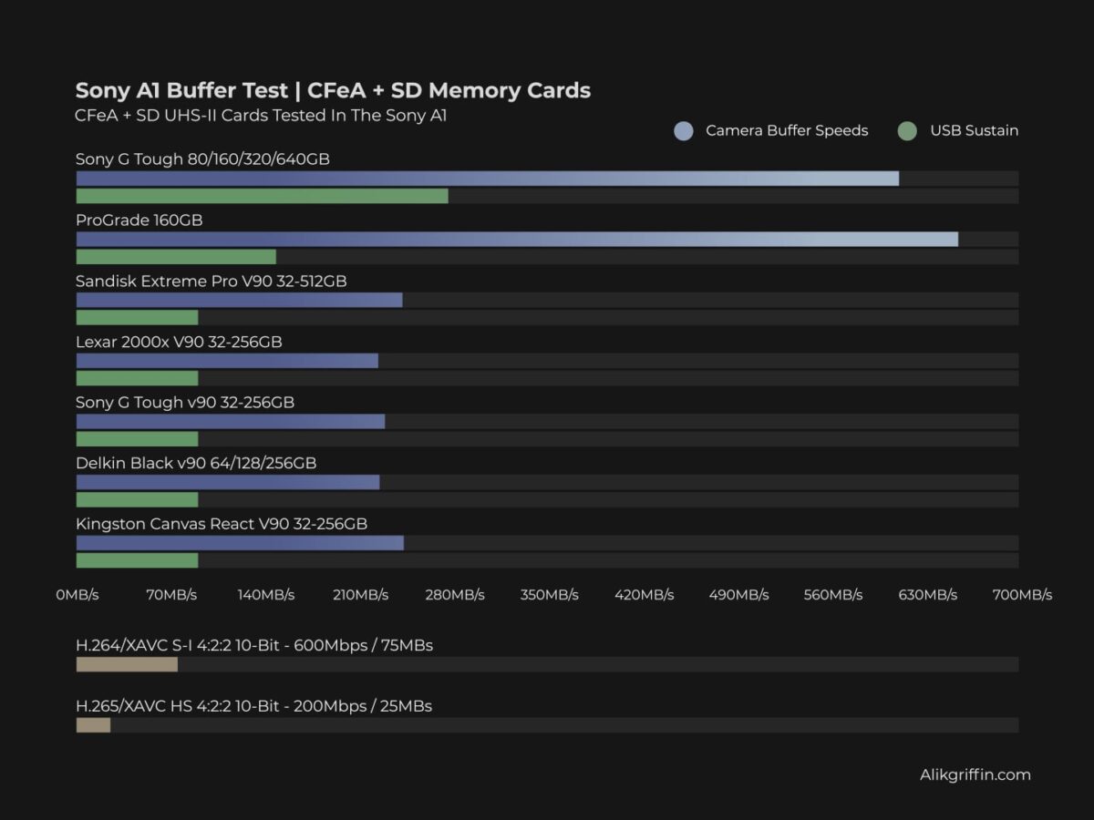 Best Memory Cards Sony A1 - Real Benchmarks | Alik Griffin